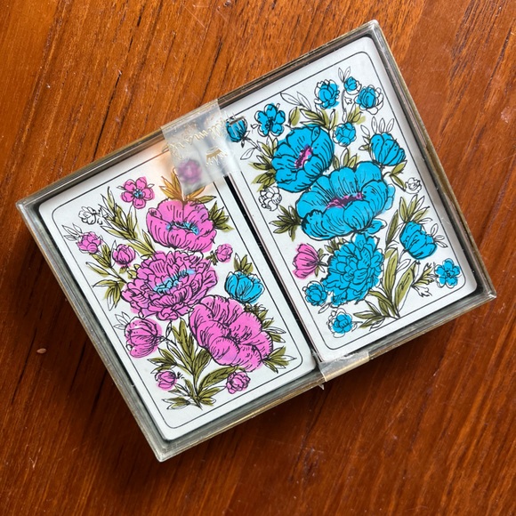 Vintage | Games | Vintage Hallmark Double Deck Playing Cards Floral ...